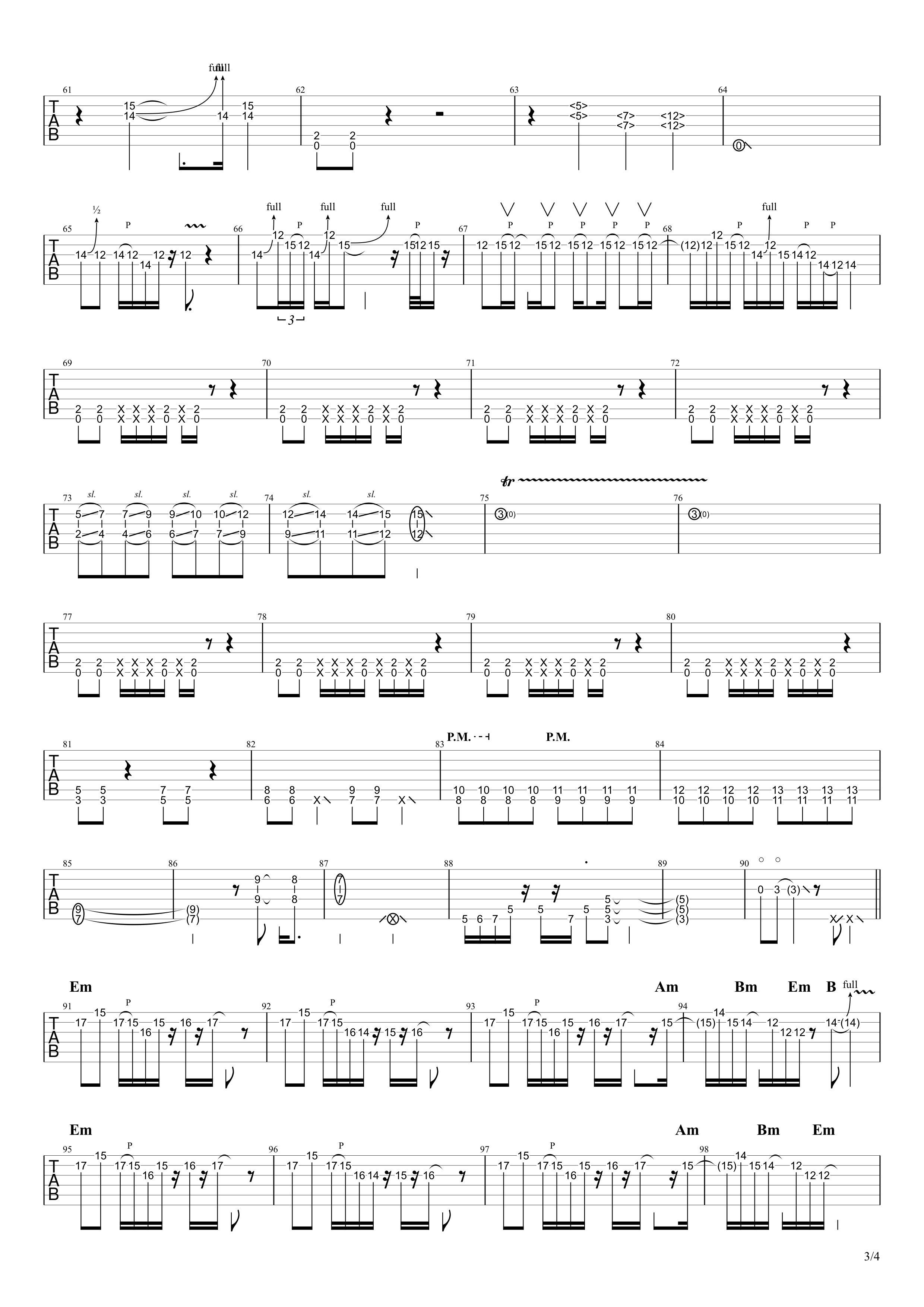 【無料TAB譜フルVer.】Stereocaster／Charさんパート｜ギタータブ譜／ほぼ完コピVer. | Easy-Guitar-Net